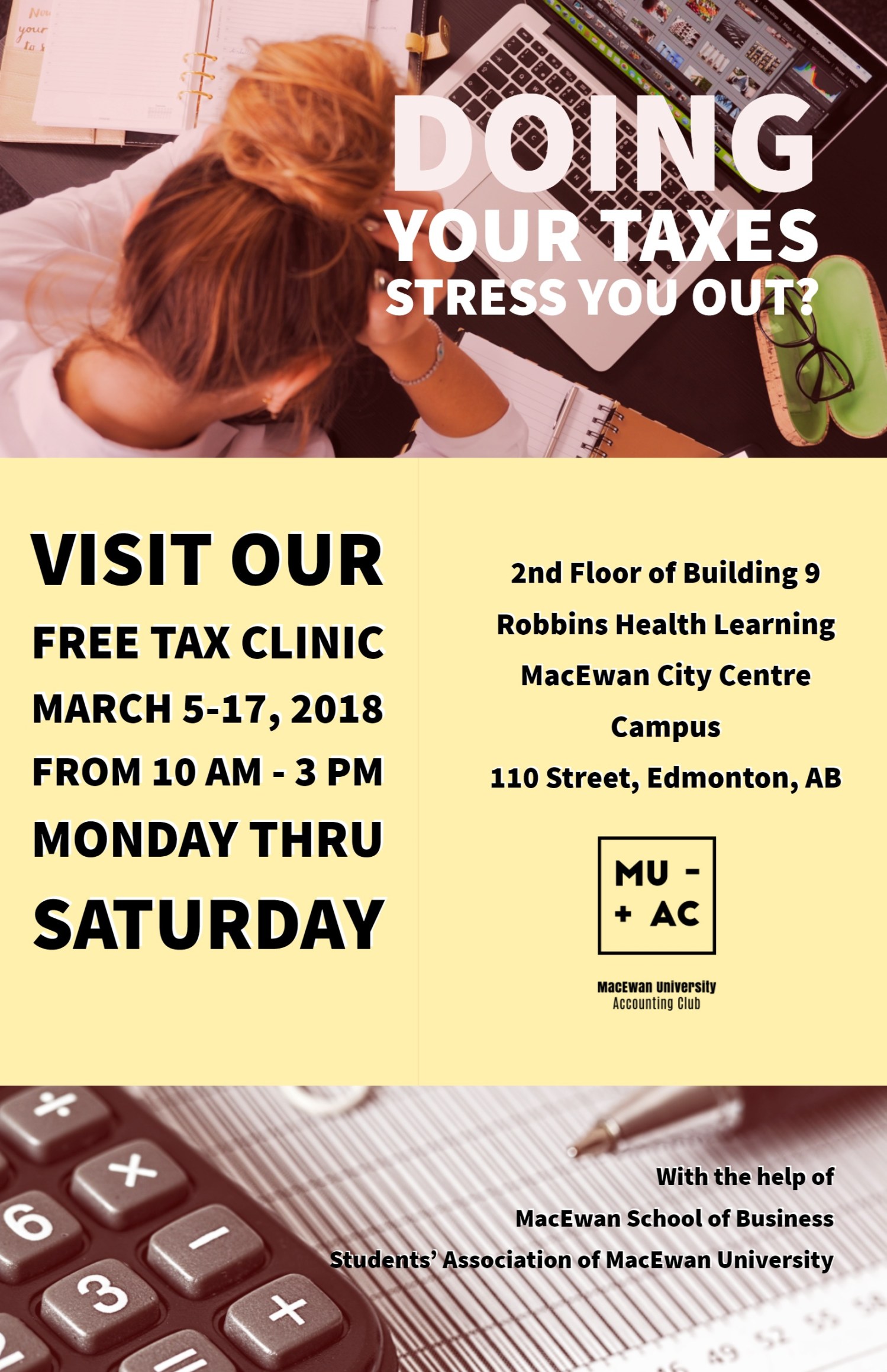 Tax Clinic 001 Poster – MacEwan University Accounting Club
